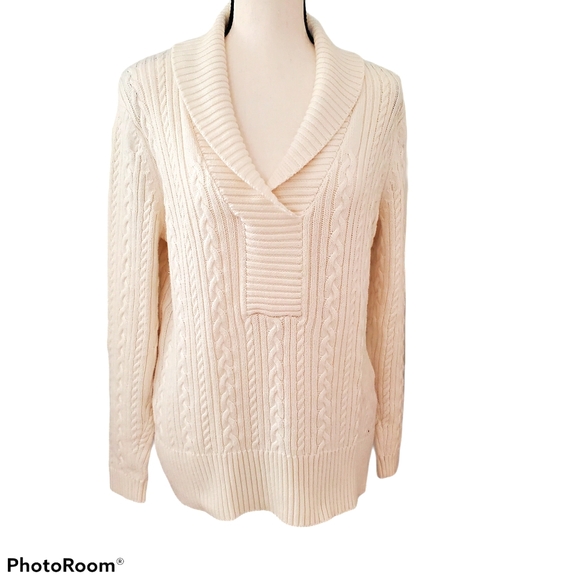 Appleseed's | Sweaters | Appleseeds Ivory Cable Stitch Sweater Size Pl ...